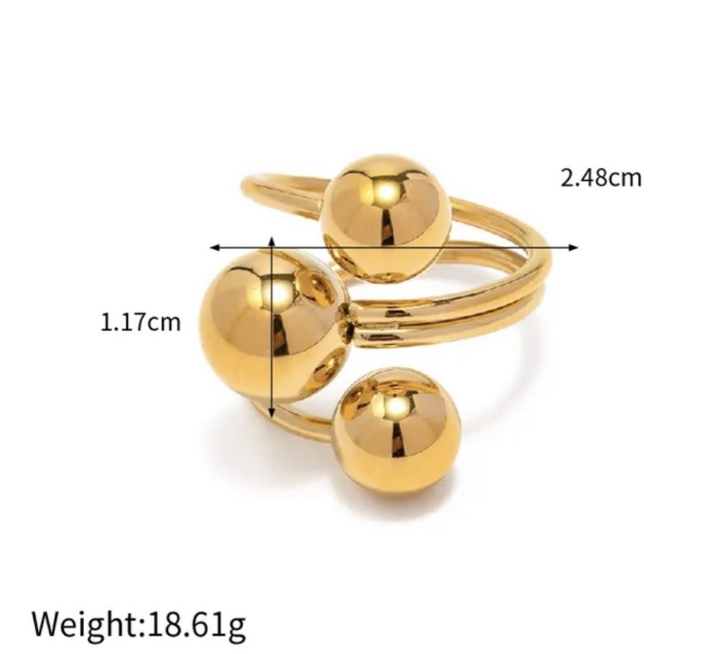 Anillo 3 esferas dorado acero inox - Cleopatra