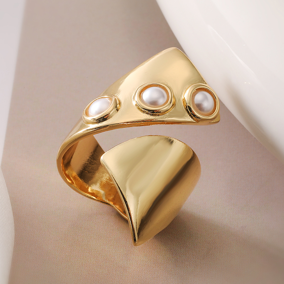 Anillo perlas acero inoxidable - Cleopatra