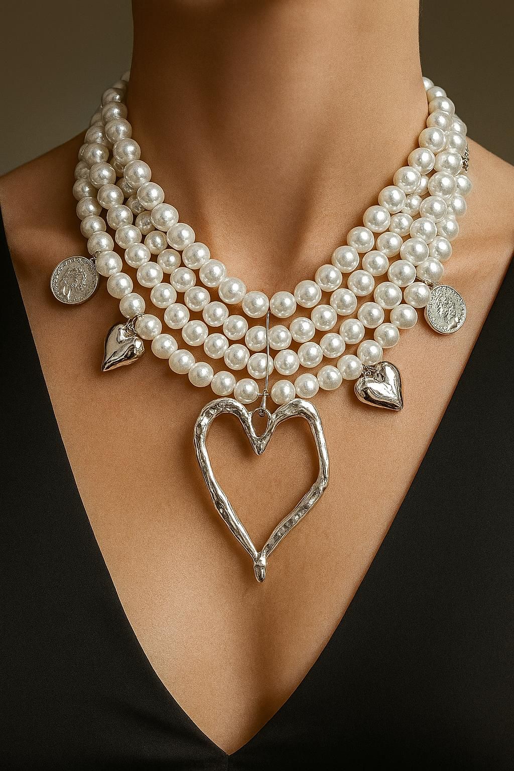 Chocker maxi perlas plateado - Cleopatra